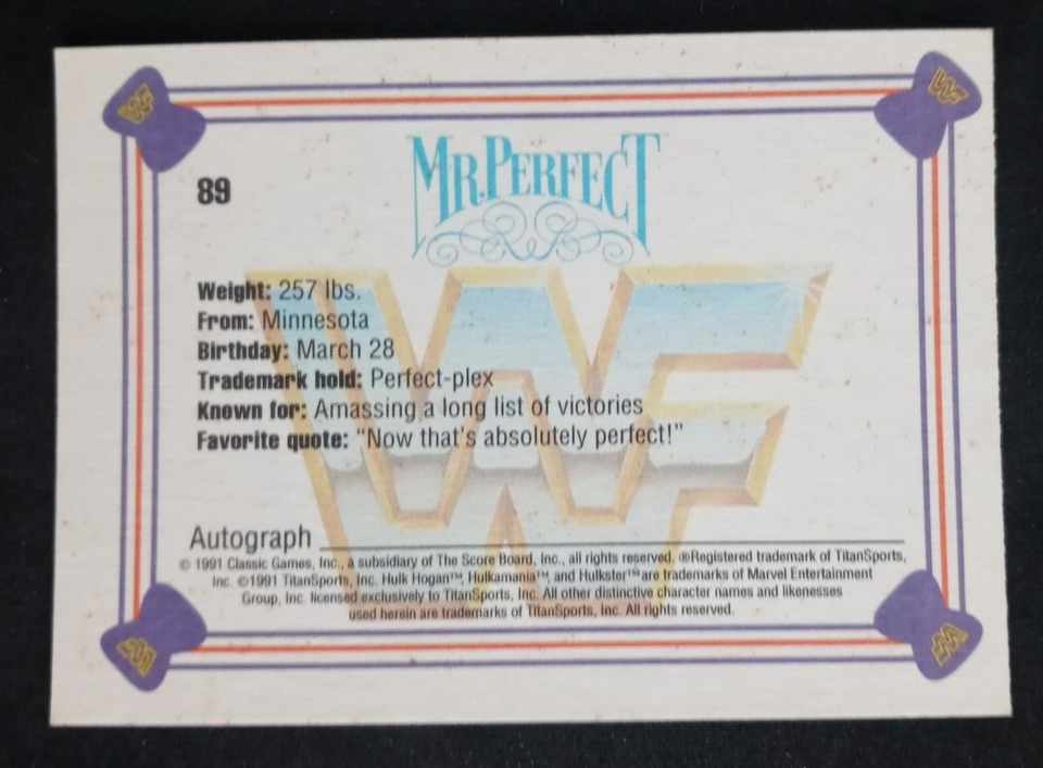 1991 Classic WWF Mr. Perfect #89 | eBay