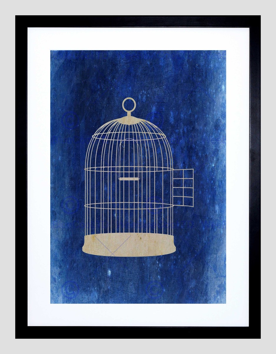 Caged Bird Art Wee Blue Coo Cage Bird Painting Freedom Symbol Art