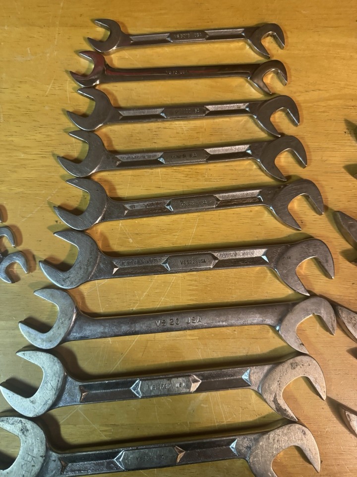 Snap-on Tools 18pc LARGE SAE Four Way Angle Open End Wrench Set 3/8-1-1 ...