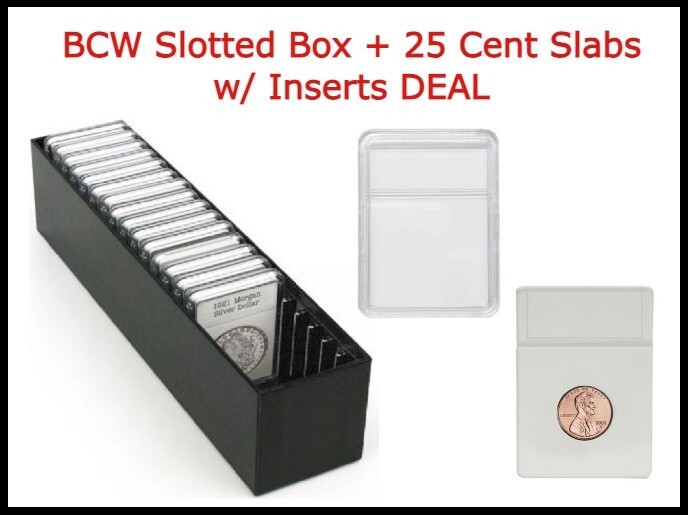 Quality BCW Slotted Graded Card Storage Box + 25 Coin Slabs + Cent ...