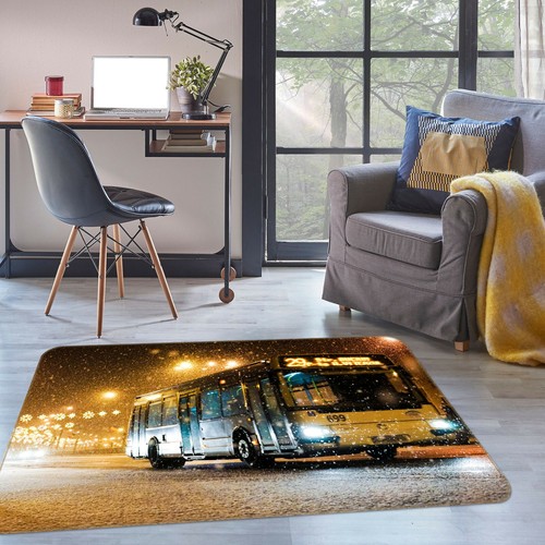3D Yellow Bus Night A268 Transport Game Non Slip Rug Mat Photo Carpet ...