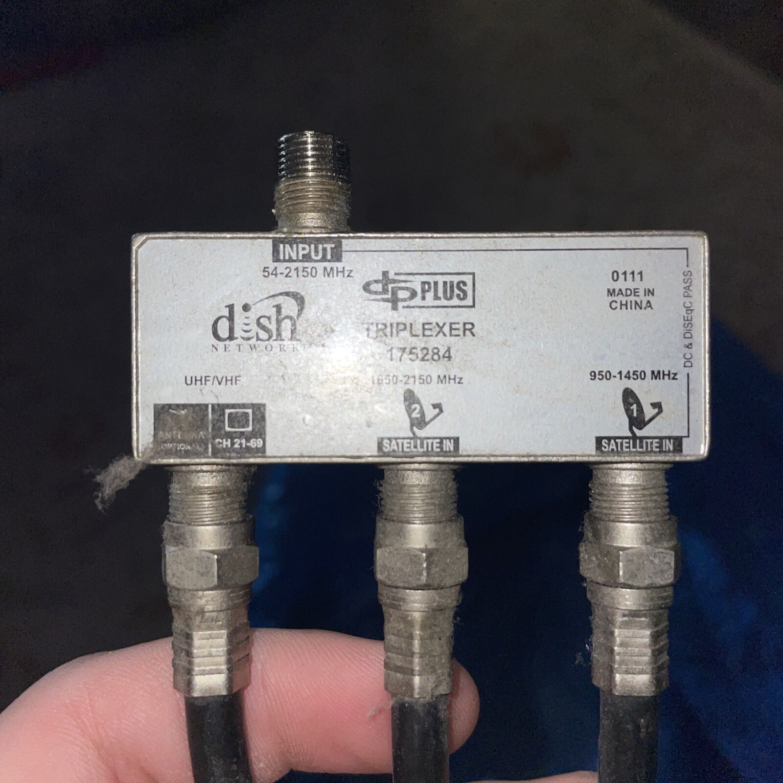 Dish Network Plus Triplexer 175284 UHF/VHF with 1ft cables | eBay