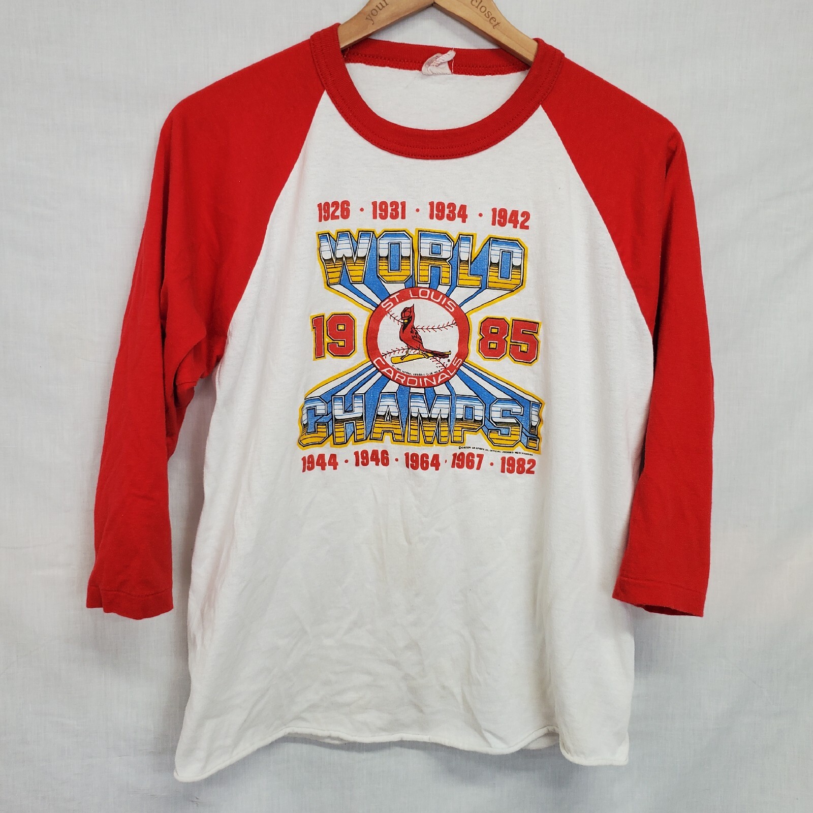 Vtg 1985 World Series Champs St Louis Cardinals Baseball Ringer Tee ...