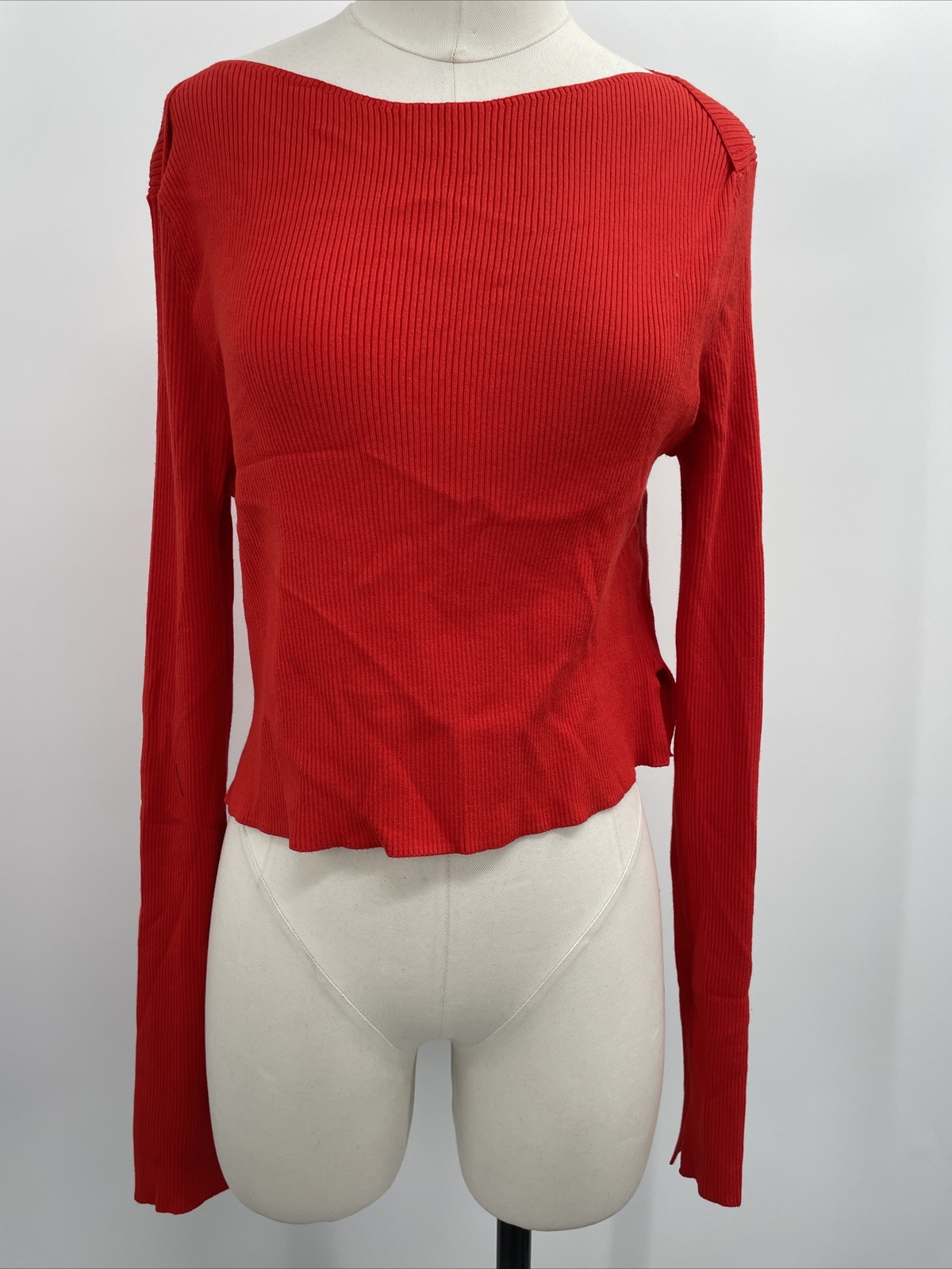 All Saints Women's Hera Dress Flame Red Rib Knit Sweater Top Size Large ...