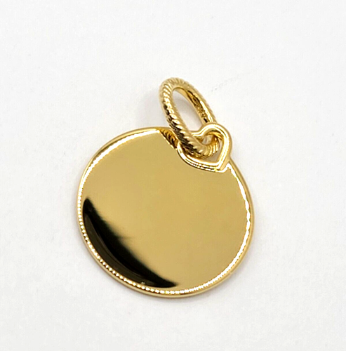 Authentic PANDORA 14k Gold Engravable Round Tag Dangle Charm 368610C00 ...