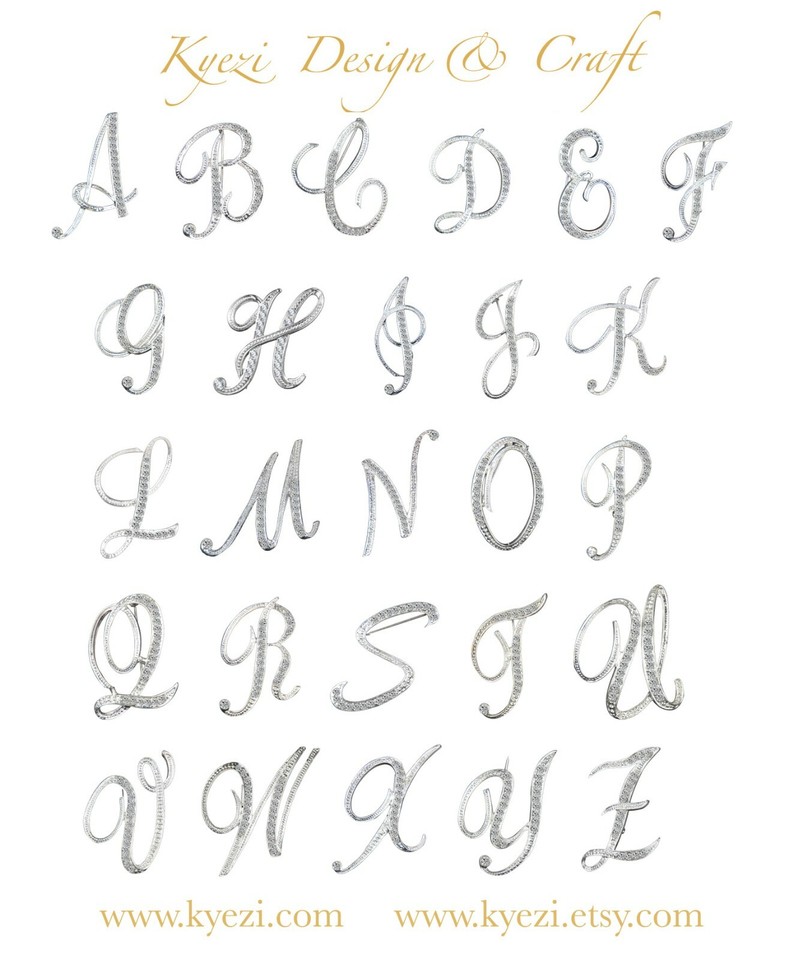 Silver / Gold Initial Lapel Pin Rhinestone Brooch 26 English Letter ...