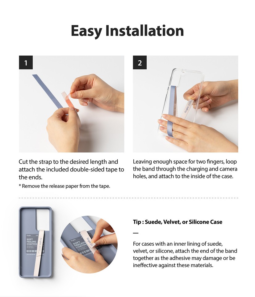 Ringke [Band Strap] Slim, Microfiber Phone Strap Holders for Smartphone ...