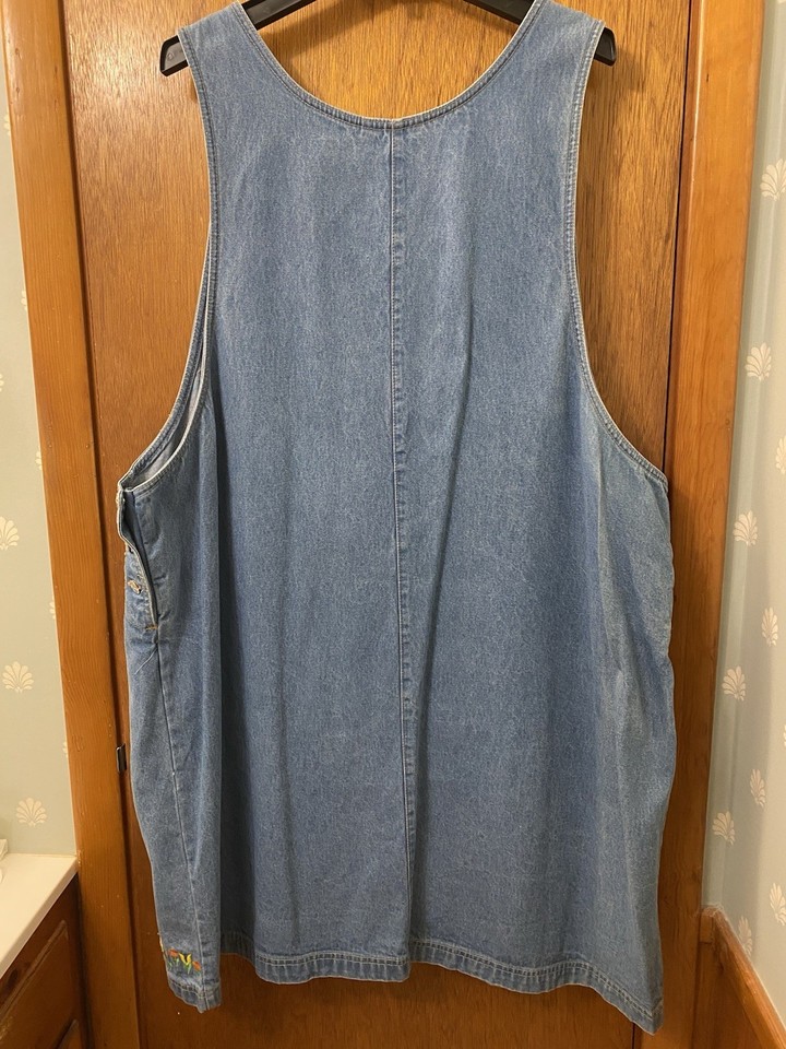 Y2K Vtg 3X TRUE BLUE Denim Jumper Dress 22-24 Cottage Core Indigo Made ...