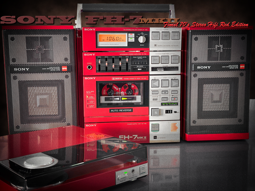 SONY FH-7 RED BOOMBOX 🌈RARE🌈 Vintage Stereo HiFi System | eBay