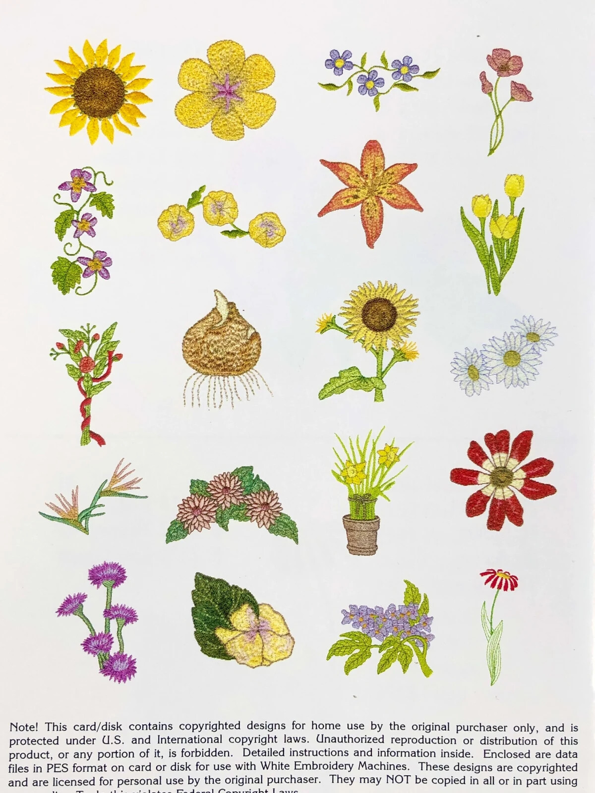 Flowers #2 Embroidery Designs Card - Deco Brother Baby Lock White ...