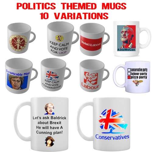 Politics Mugs - 10 Variations - Theresa May, Jeremy Corbyn, Labour ...