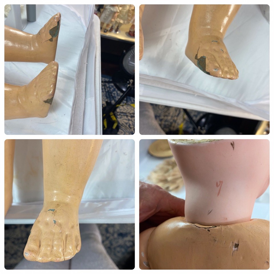 24” ANTIQUE FRENCH TETE JUMEAU BISQUE HEAD COMPOSITION LADY BODY DOLL ...