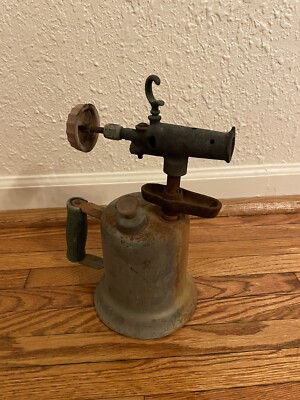 Vintage Antique Brass Blow Torch Wooden Handle | eBay
