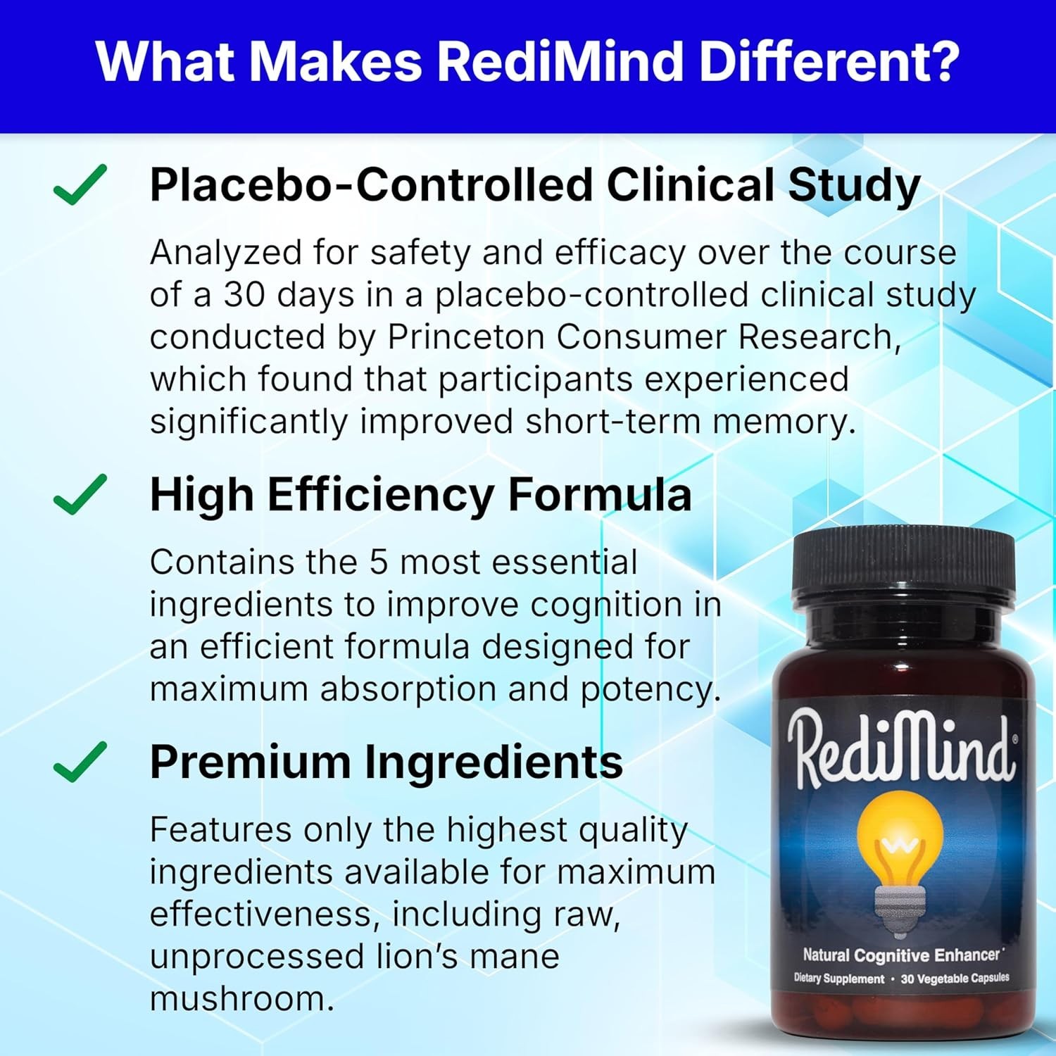 (2 Packs) RediMind Cognitive Enhancer 30 Caps Natural Focus Memory ...