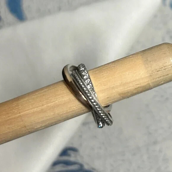 Brighton Neptune's Rings Silver Plated Crystals Layered Stacking Two ...