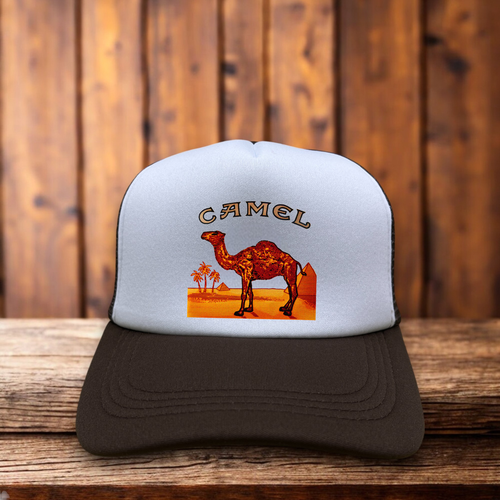 Camel Cigarette Mens Trucker Hat Brown Snapback Retro Vintage Logo ...