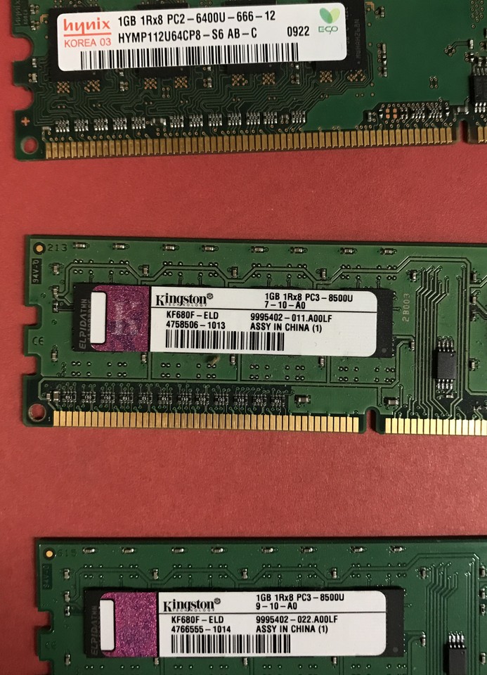 *LOT OF 25* (1) 512MB (7) 1GB (17) 2 GB DDR3 DDR2 RAM MEMORY STICKS FOR ...