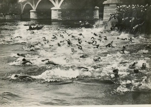Swimming across Paris, 360 swimmers c. 1950 Vintage Photograph | eBay