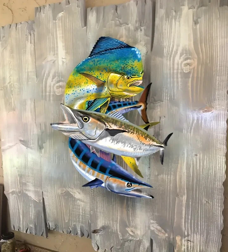 Metal Dolphin Tuna Wahoo Fish Wall Decor Sport Fish Metal Wall Fishing ...