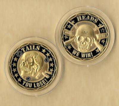 MILITARY SHOOTING HEADS WE WIN! TAILS YOU LOSE! CHALLENGE COIN GOLD ...