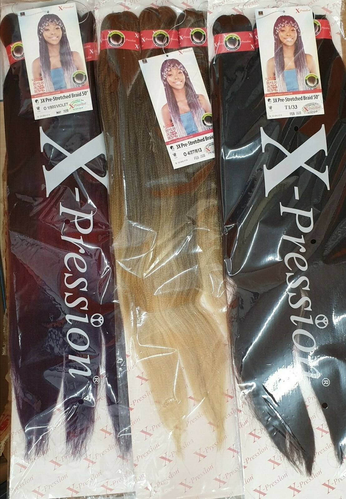Xpression 3x PreStretched Ombre Braids Hair Extensions 3bundle in a ...
