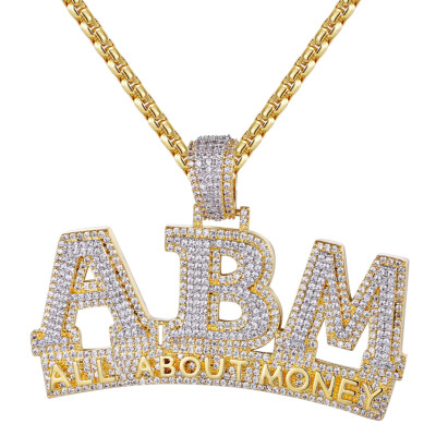 Men's 5.00CT Moissanite All About Money "ABM" Pendant 14k Yellow Gold ...