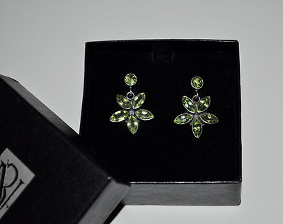 Nicky Butler Peridot Gemstones Flower Design Drop Earrings in Sterling ...