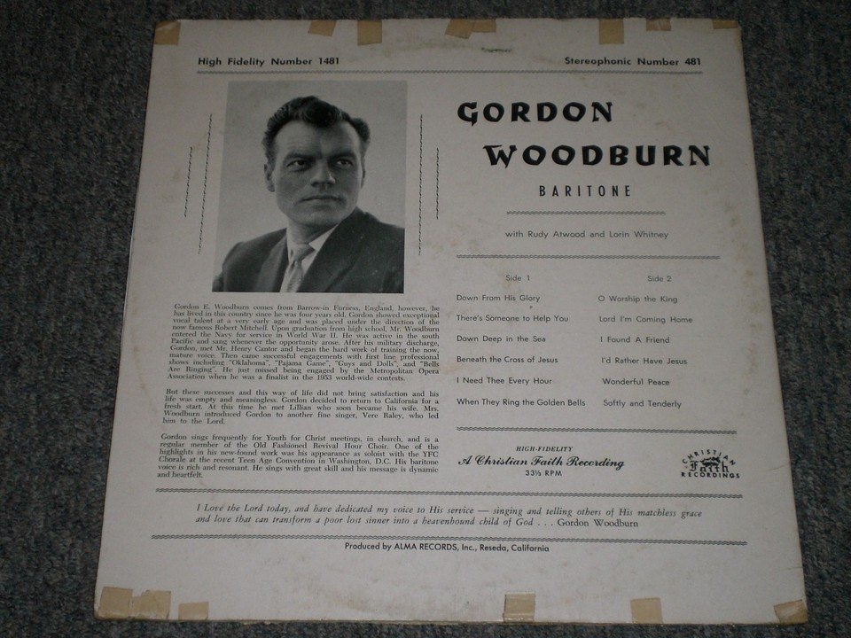 Gordon Woodburn, Baritone~Rudy Atwood & Lorin Whitney~Christian Gospel ...