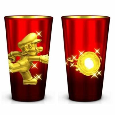 Super Mario Brothers Gold Mario Running 16 oz. Metal Pint Glass NEW ...