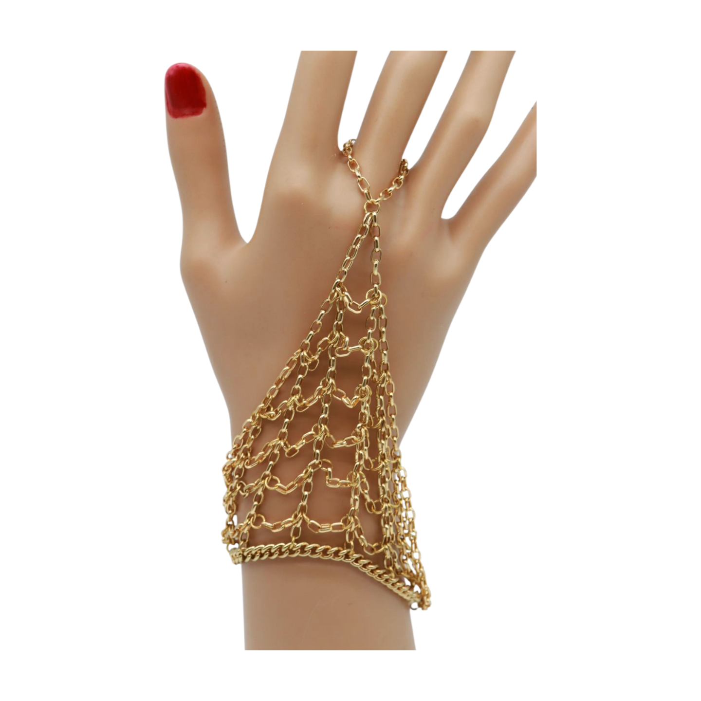 Women Gold Metal Hand Chain Bracelet Web Net Ring Beach Pool Night ...
