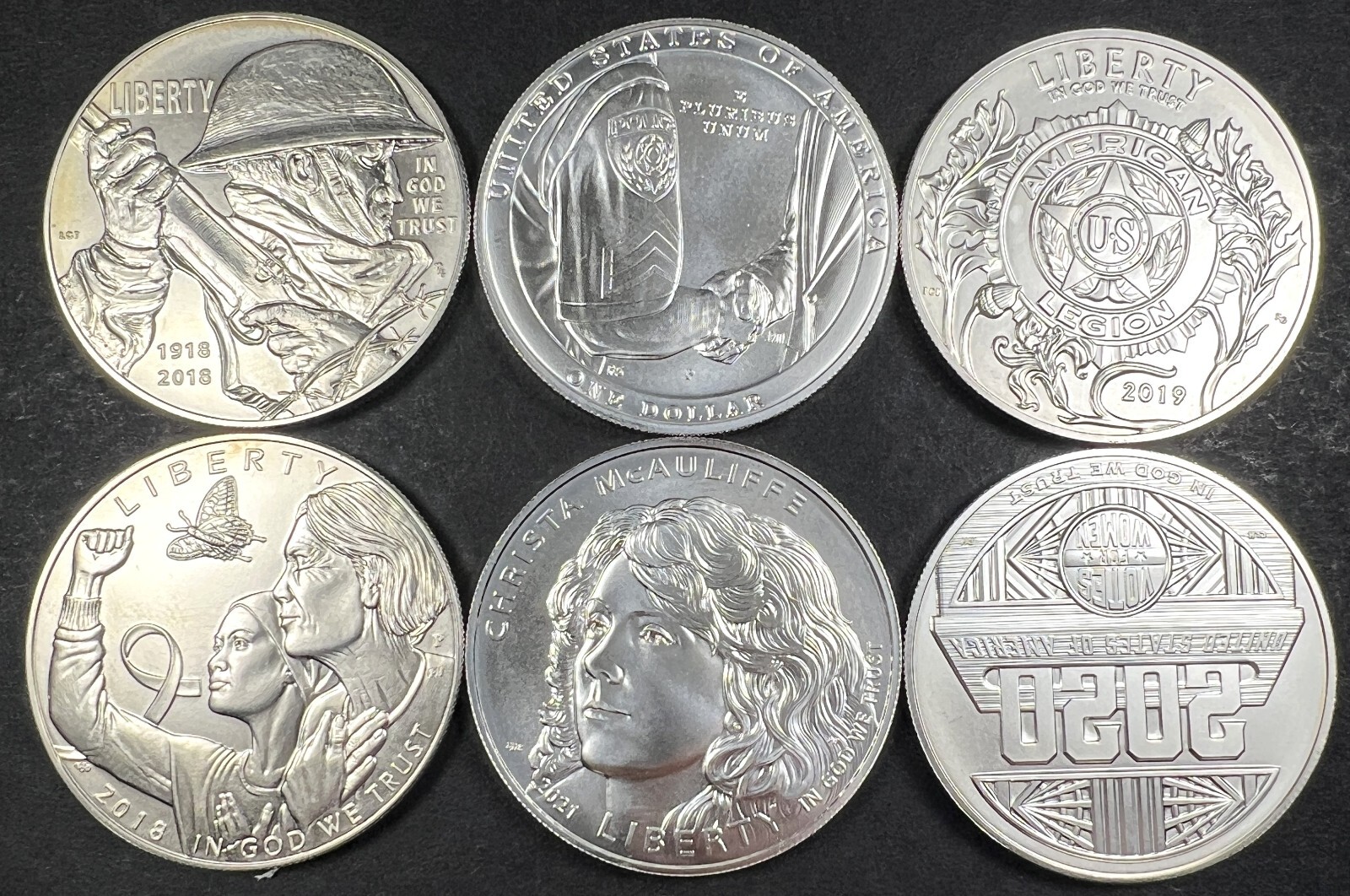 Lot of 6 U.S. Mint Commemorative SILVER Dollars Uncirculated [26C54] | eBay
