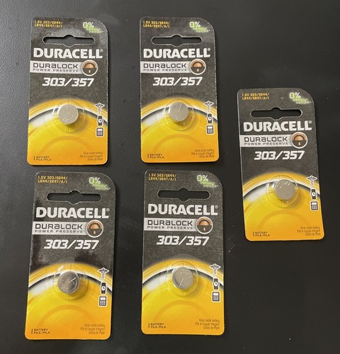 5 Pcs Duracell 357 303 SR44 LR44 SR47 A/J Silver Oxide Battery ...