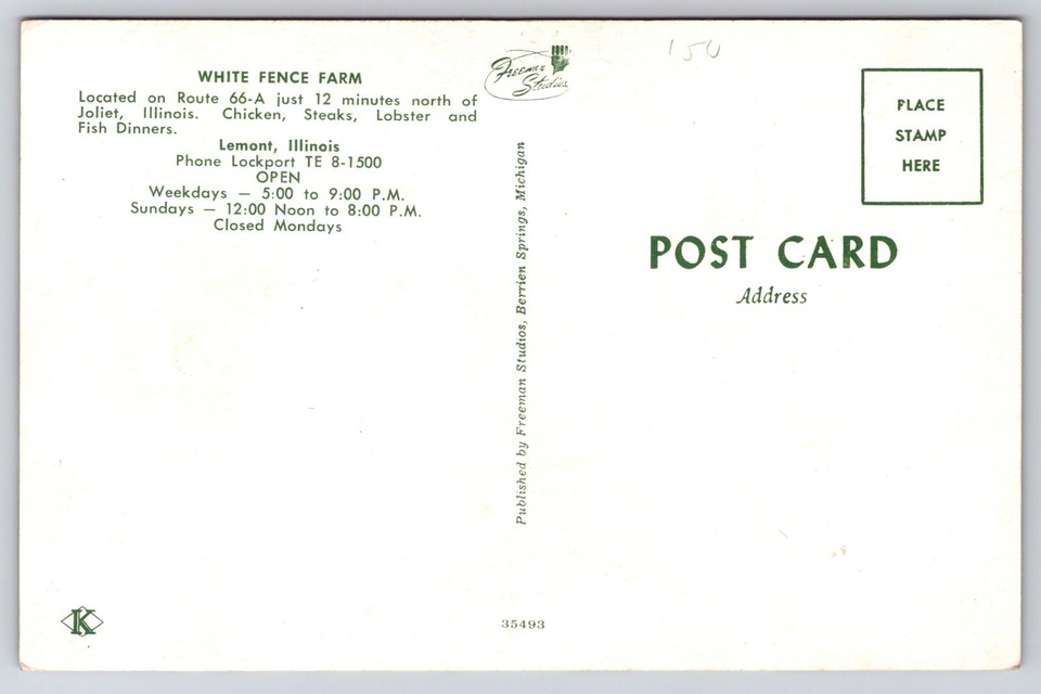 White Fence Farm Route 66 Lemont Illinois Restaurant c1950 Postcard | eBay