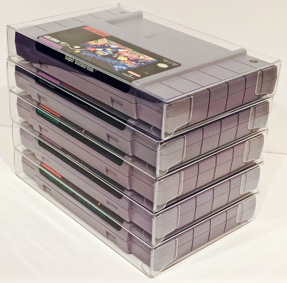 10 SNES CARTRIDGE PROTECTORS Custom Clear Cases Super Nintendo Video ...