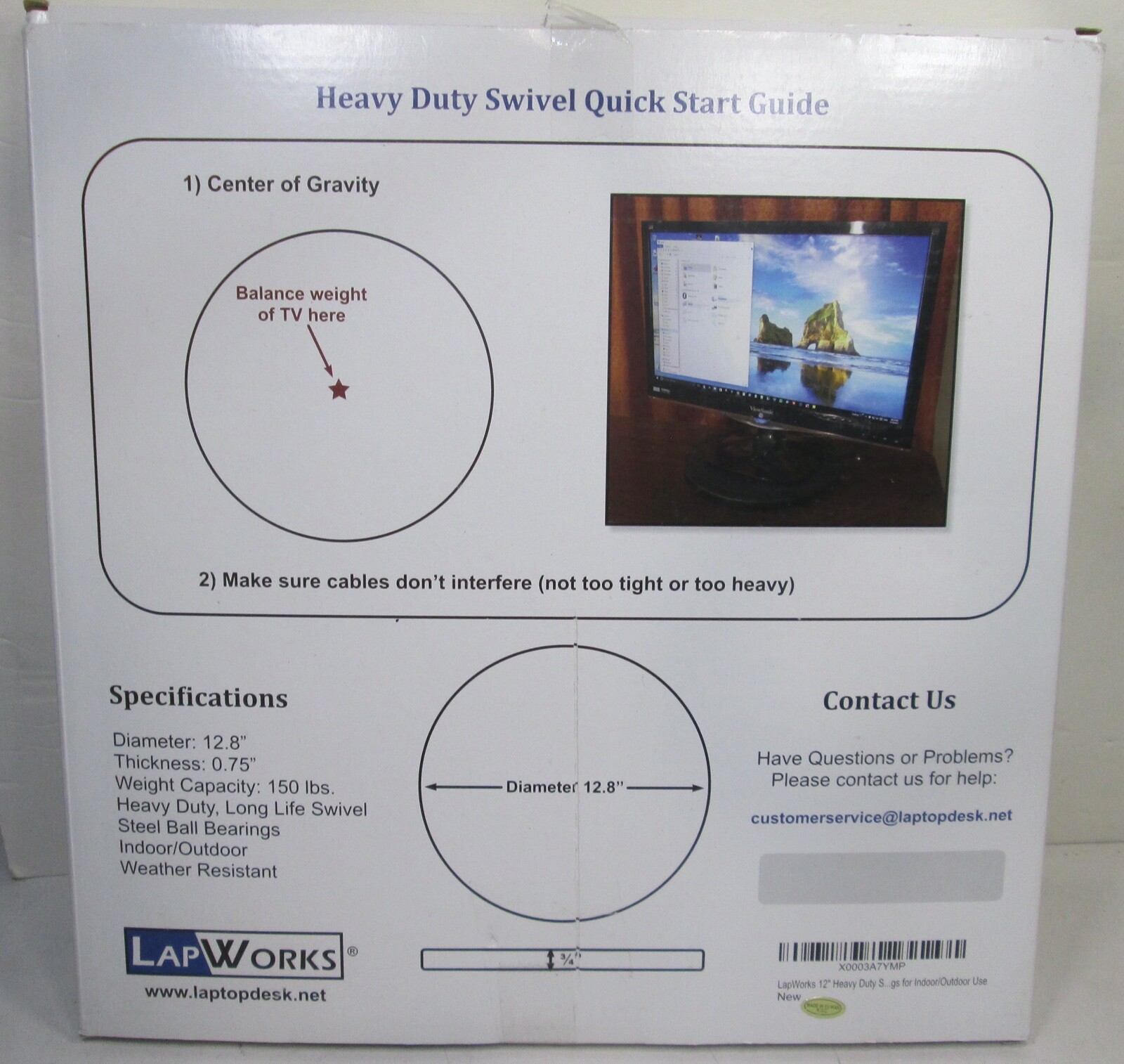 Lapworks 12 inch Heavy Duty Swivel Turntable Stand - TV, Monitor - New ...