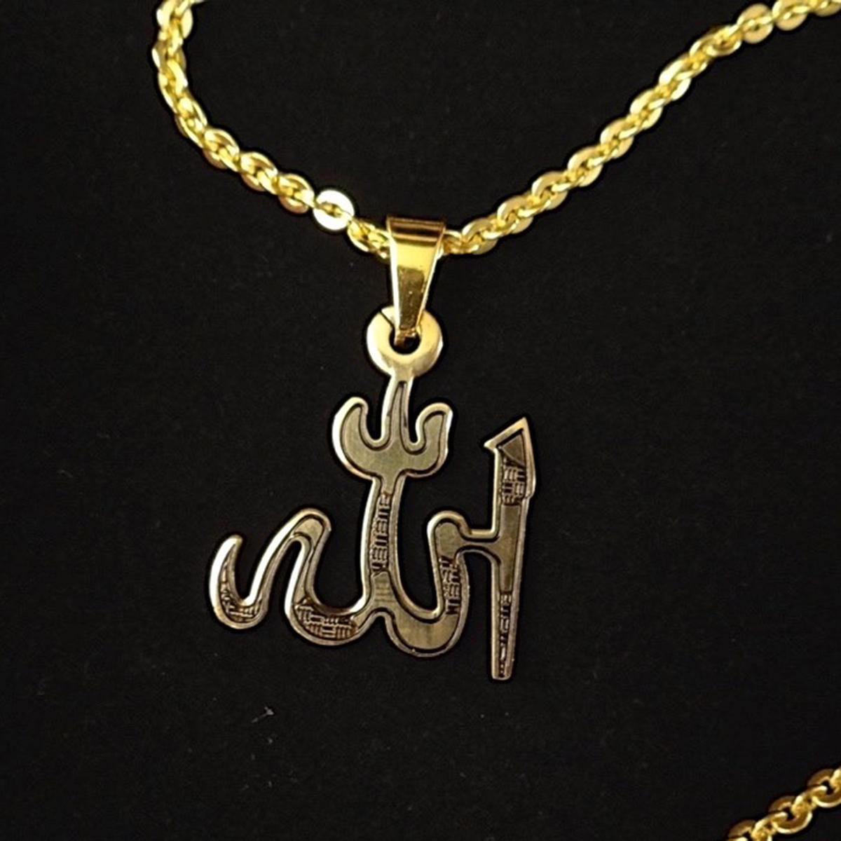 Allah Gold Pt Charm Islamic Art Quran God Necklace Muslim Chain Arabic ...