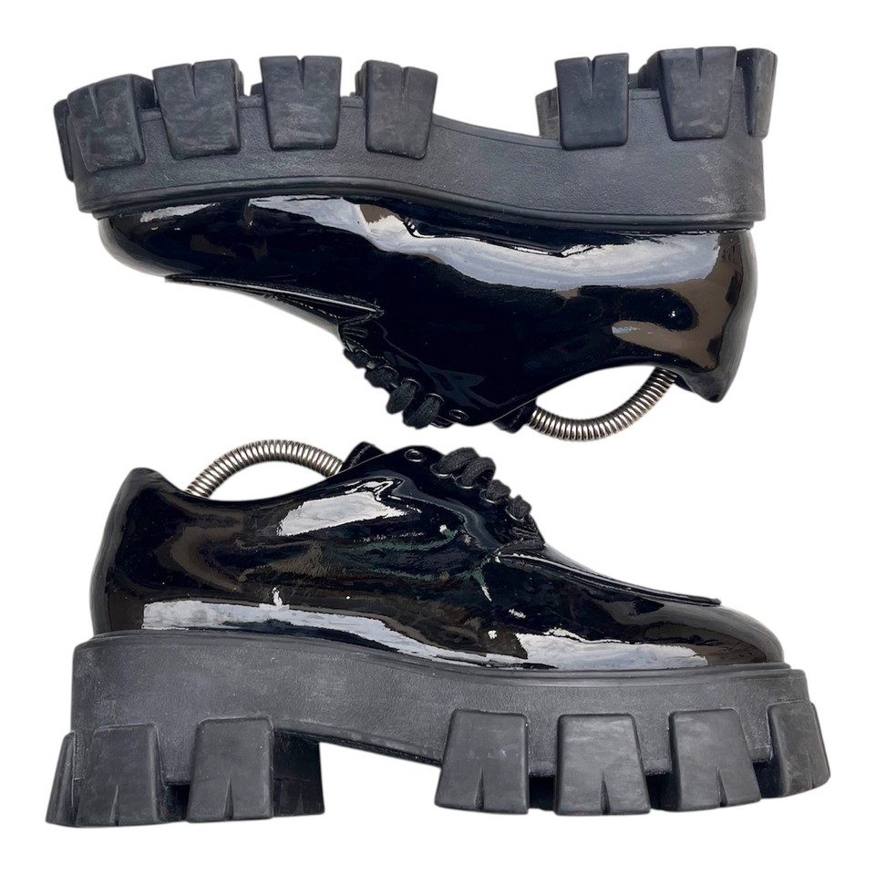 Prada Black Patent Leather Monolith Platform Derby Sneakers | eBay