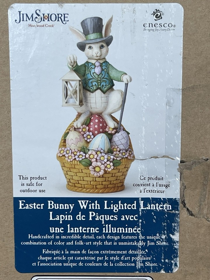 NEW Jim Shore Easter Bunny Rabbit Easter Basket W Lighted Lantern 20 ...