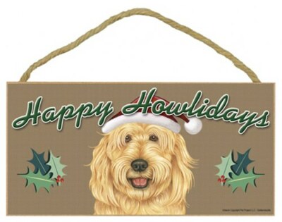Happy Howlidays Goldendoodle Christmas Holiday Dog Sign NEW 5"x10 ...