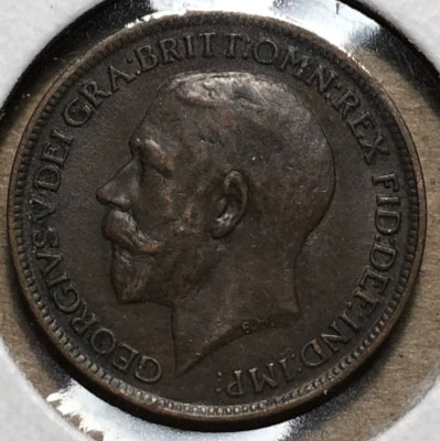 1919 Great Britain King George 1 Farthing Bronze Coin AU Condition | eBay