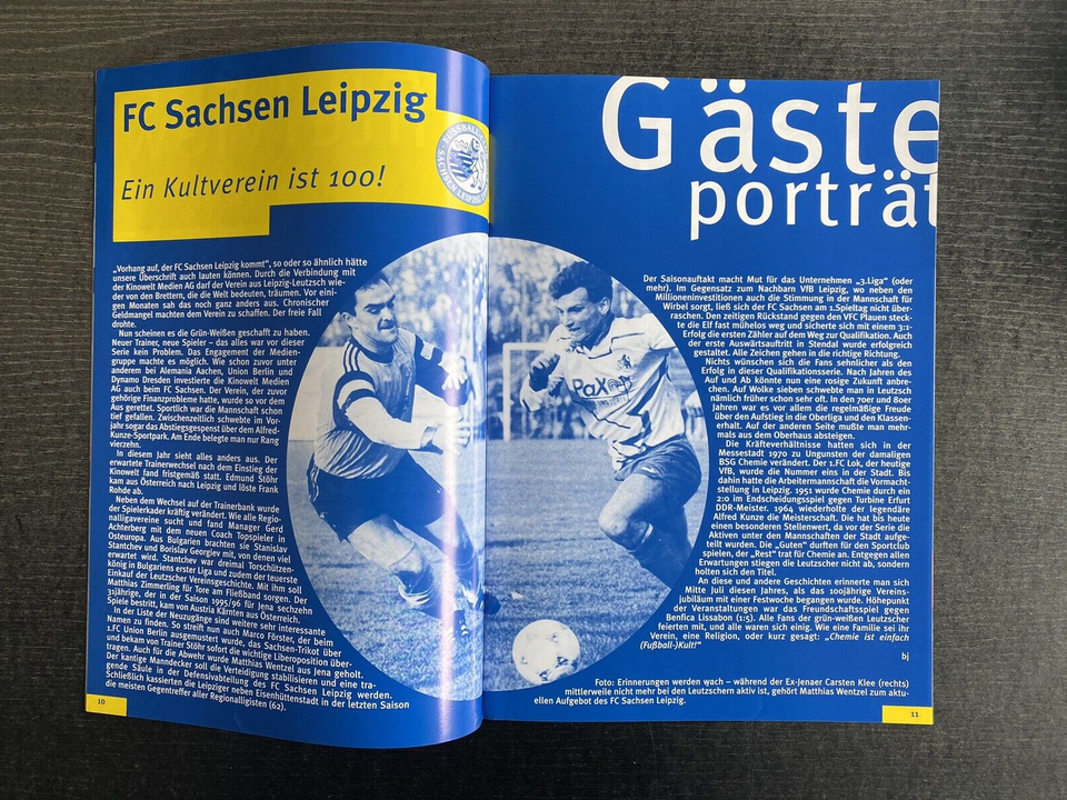 RL 1999/00 FC Carl Zeiss Jena - FC Sachsen Leipzig, 08/25/1999 - Roman ...