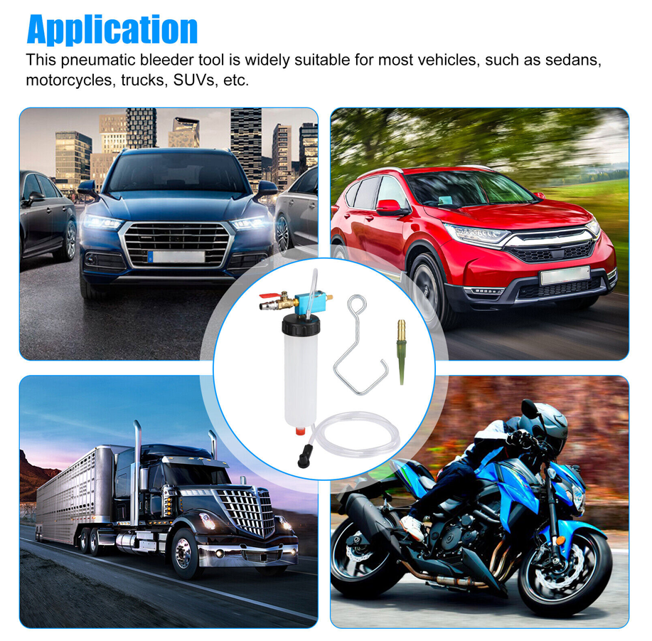 Car Pneumatic Brake Fluid Bleeder Kit Air Extractor Pump Oil Bleeding ...