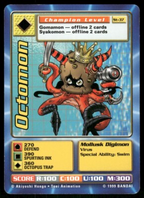 Octomon ST-37 Champion Level Digimon Digi Battle Starter 1 Card 1999 ...
