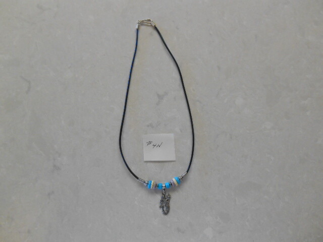 Mermaid Charm Holding Starfish 18" Necklace Black Leather Cord Hard ...