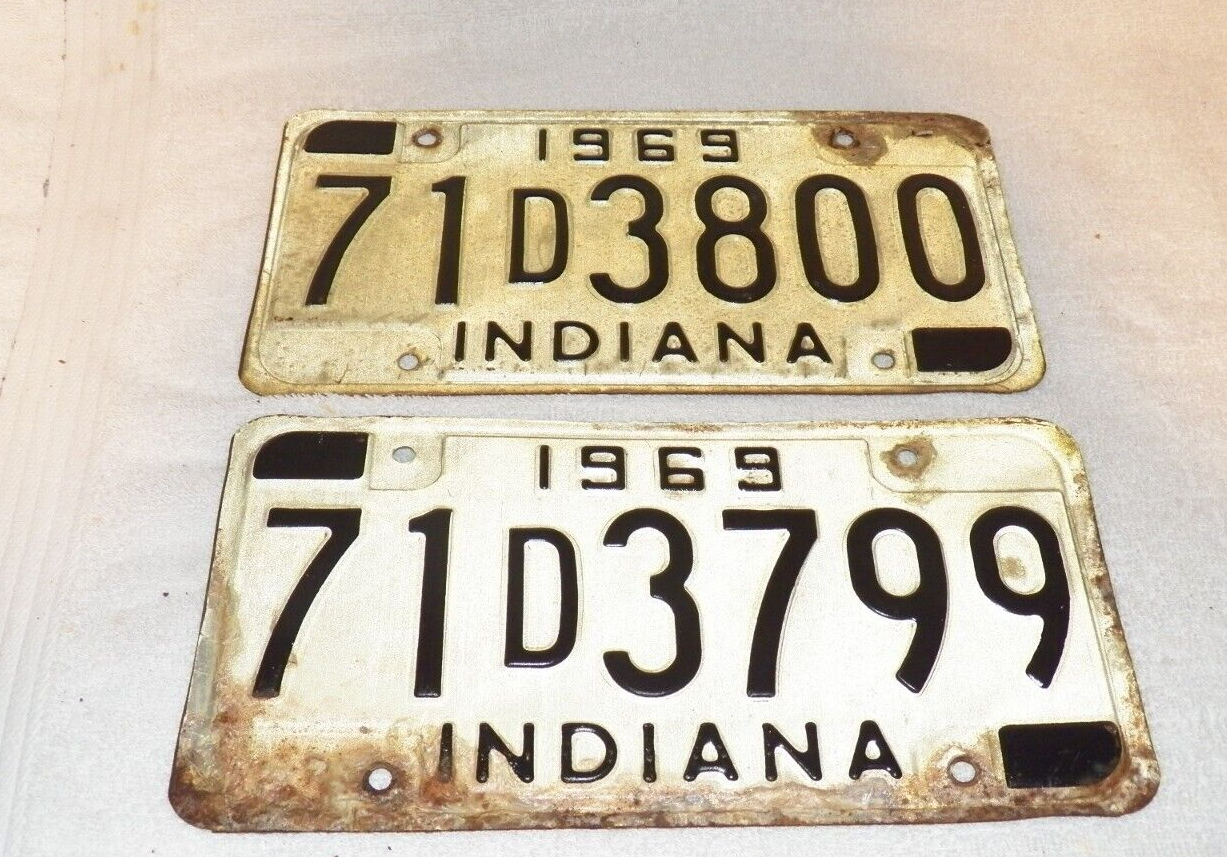 2 -1969 INDIANA STATE LICENSE PLATE CAR AUTO 71 D 3800 & 71 D 3799 | eBay