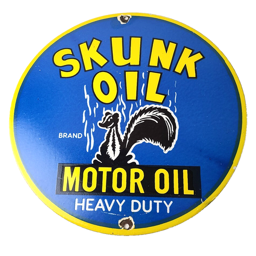 Vintage Skunk Oil Sign - Porcelain Service Station Gas Pump Plate Sign ...
