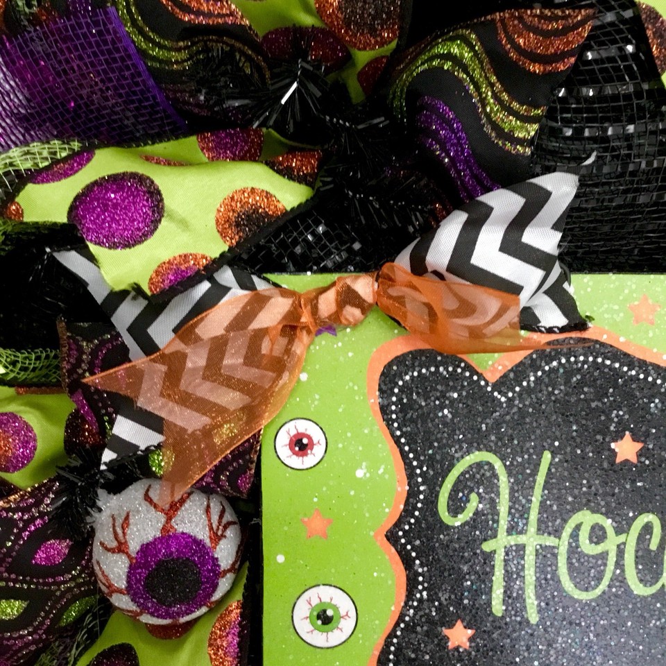 Hocus Pocus Crazy Eyeball Halloween Wreath Handmade Deco Mesh | eBay