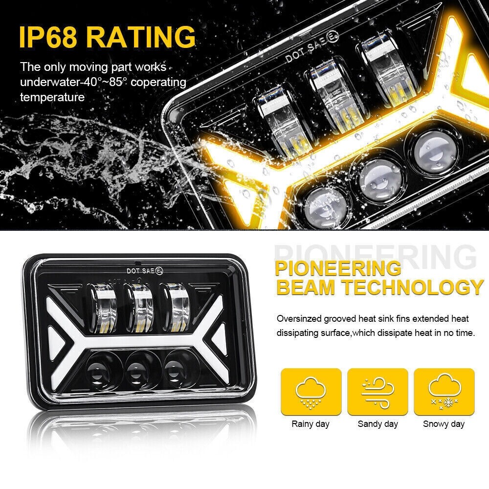 For Isuzu NQR NPR NPR-HD FTR 4x 4x6" LED Headlights DRL Hi-Lo Turn ...