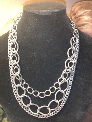 Silver Multi-Chain Necklace 23” | eBay