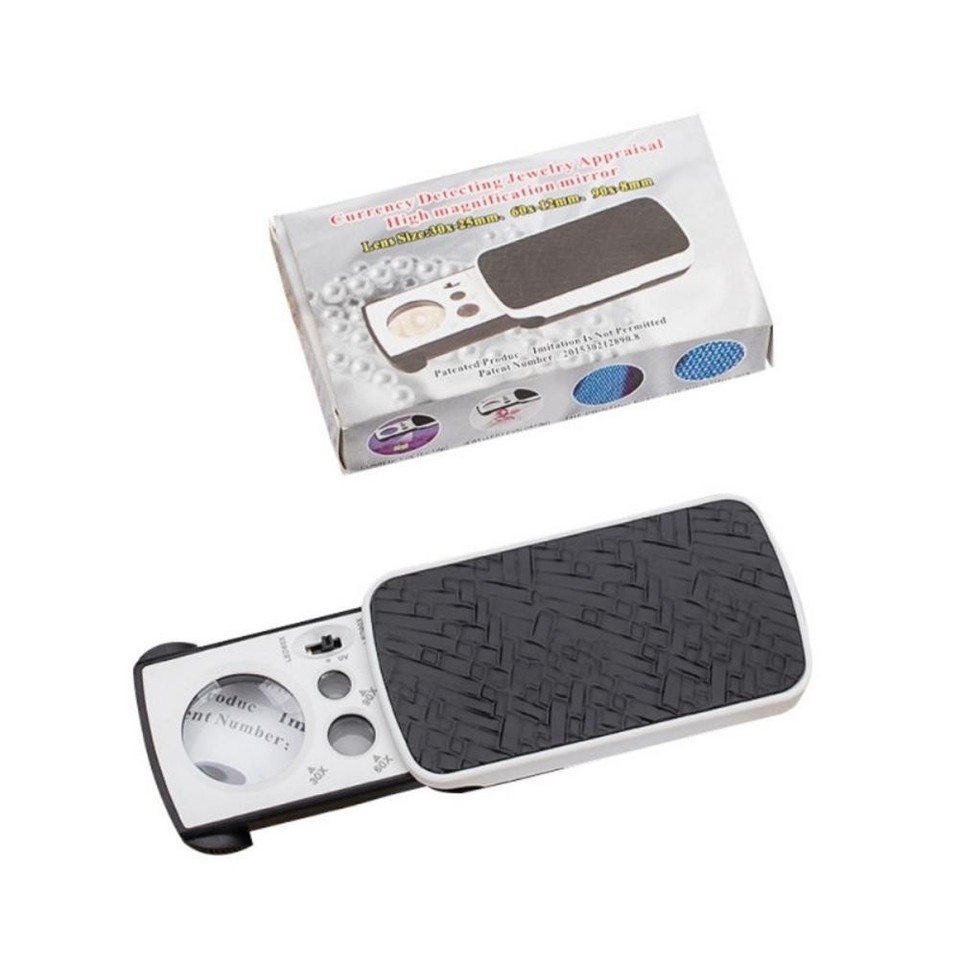 30X 60X 90X Portable Slide LED Light Jewelry Magnifying Glass Magnifier ...